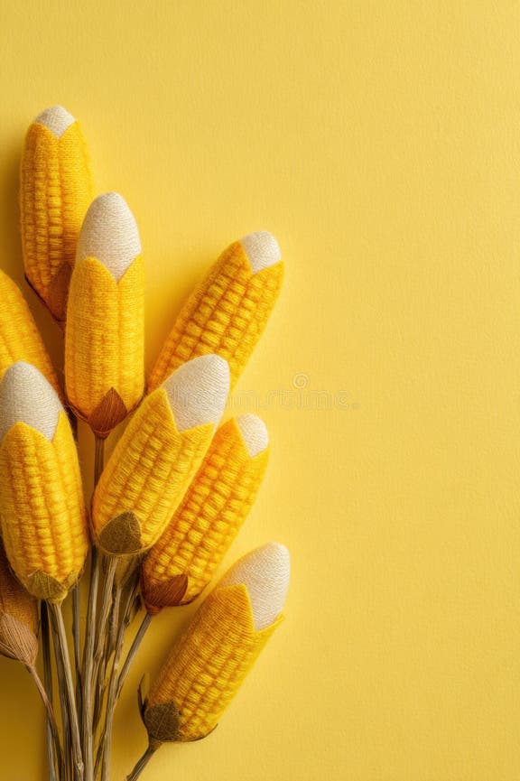 Creative Corn Concept with Pencils on Yellow Background for Artistic ...