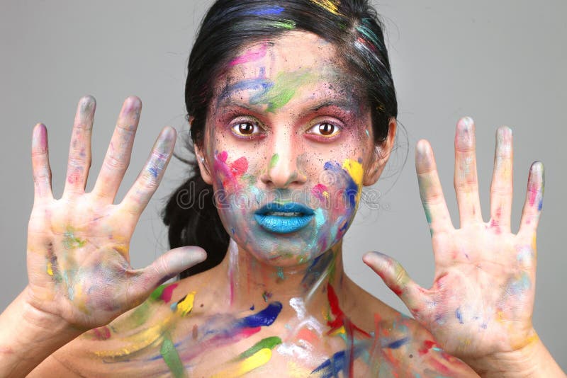 Creative Cosmetics on a Beautiful Woman Stock Image - Image of girl ...