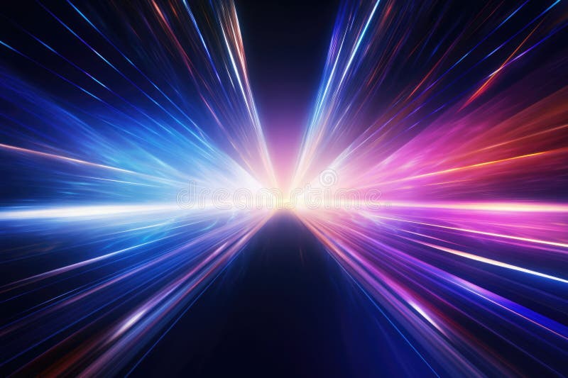 Creative Cosmic Hyper Jump into Another Galaxy. Neon Glowing Rays in ...