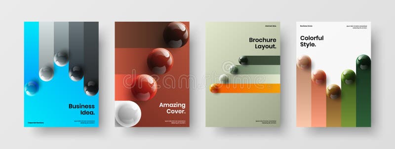 Creative Pamphlet A4 Design Vector Template Collection. Colorful 3D ...