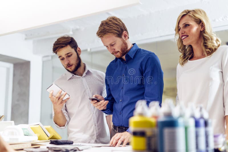 Creative Coworkers Workshop Stock Image - Image of material, young ...