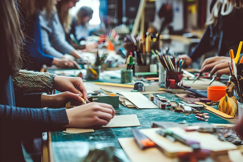 Creative Crafting Workshop with Handmade Items and Engaged Process ...