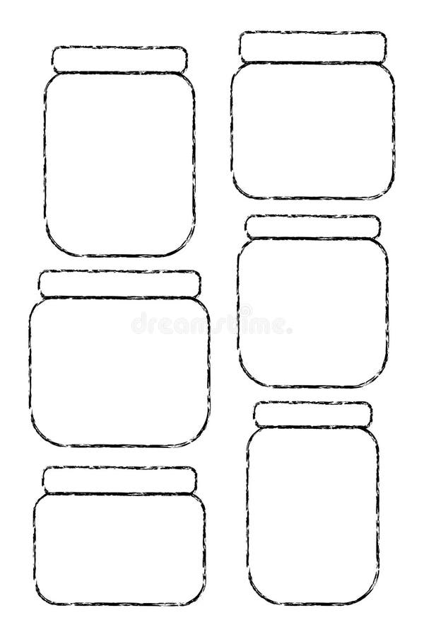 Creative Crayon Outlines of Jam Jars for Art and Craft Projects Stock ...