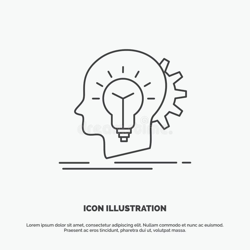 Creative, Creativity, Head, Idea, Thinking Line Icon on Transparent Background. Black Icon ...