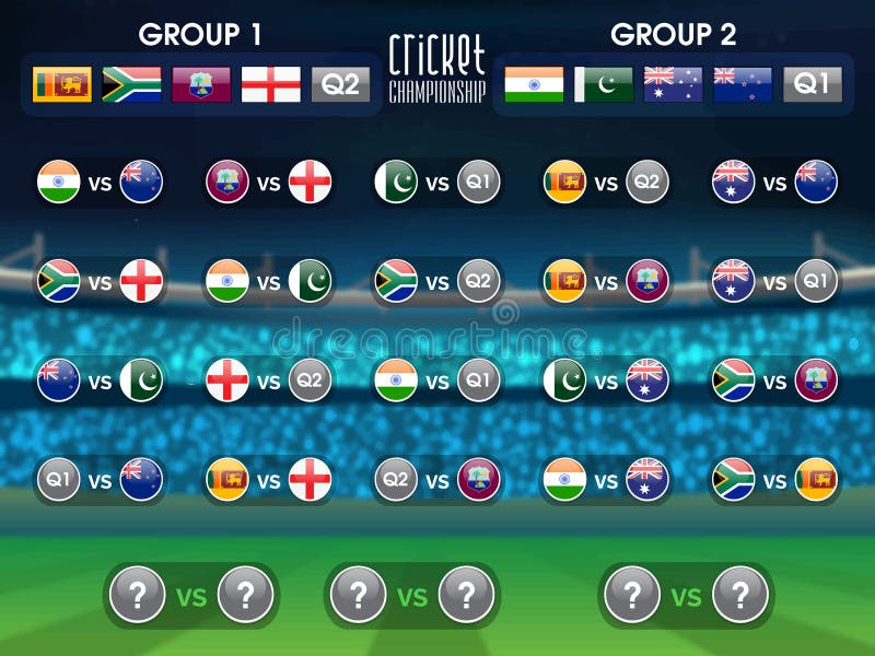 Cricket Match Schedule with Participant Countries. Editorial Stock ...