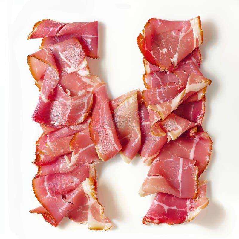 Creative Culinary Art the Letter H Made of Ham Slices Stock ...