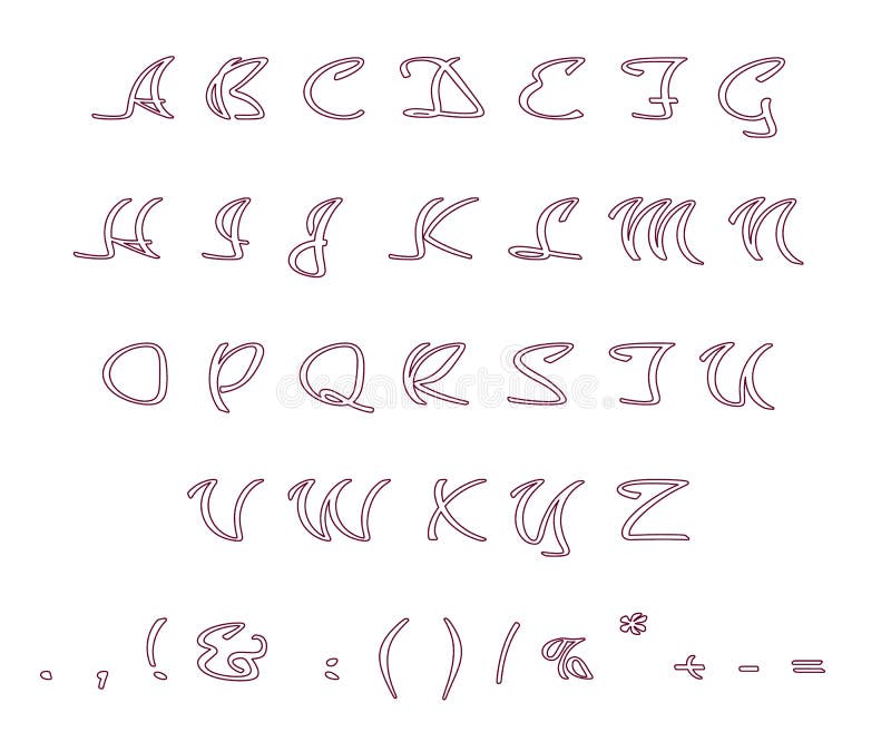Creative Cursive Line Style Alphabet Set Stock Vector - Illustration of ...