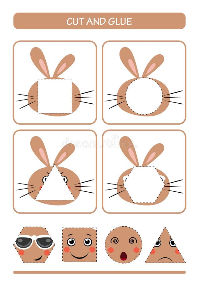 Creative Cut and Glue Rabbit Face Activity for Kids Stock Vector ...