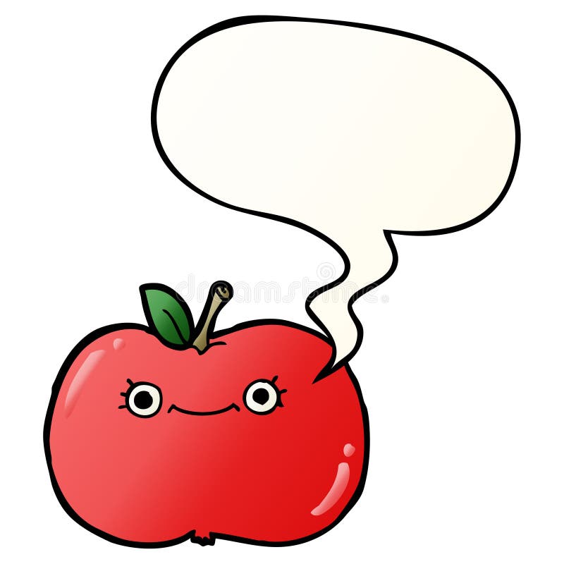 A Creative Cute Cartoon Apple and Speech Bubble in Smooth Gradient ...