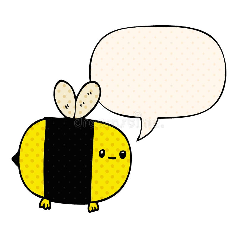 A Creative Cute Cartoon Bee and Speech Bubble in Comic Book Style Stock ...