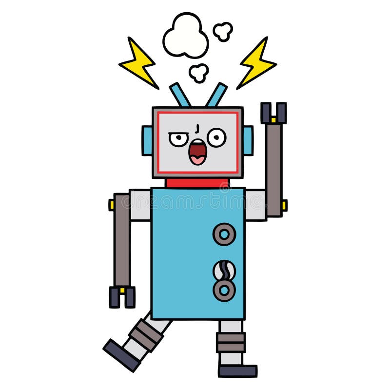A Creative Cute Cartoon Broken Robot Stock Vector - Illustration of ...