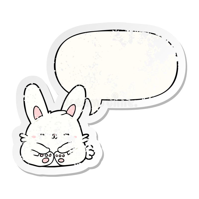 A Creative Cute Cartoon Bunny Rabbit and Speech Bubble Distressed ...