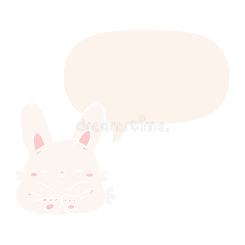 A Creative Cute Cartoon Bunny Rabbit and Speech Bubble in Retro Style ...