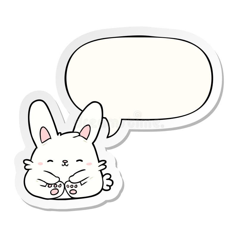 A Creative Cute Cartoon Bunny Rabbit and Speech Bubble Sticker Stock ...