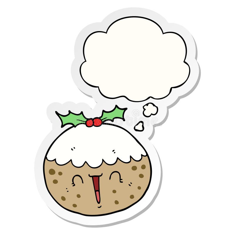 A Creative Cute Cartoon Christmas Pudding and Thought Bubble As a ...