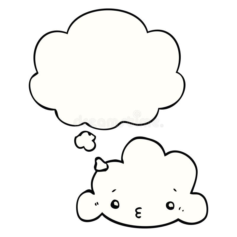 A Creative Cute Cartoon Cloud and Thought Bubble Stock Vector ...