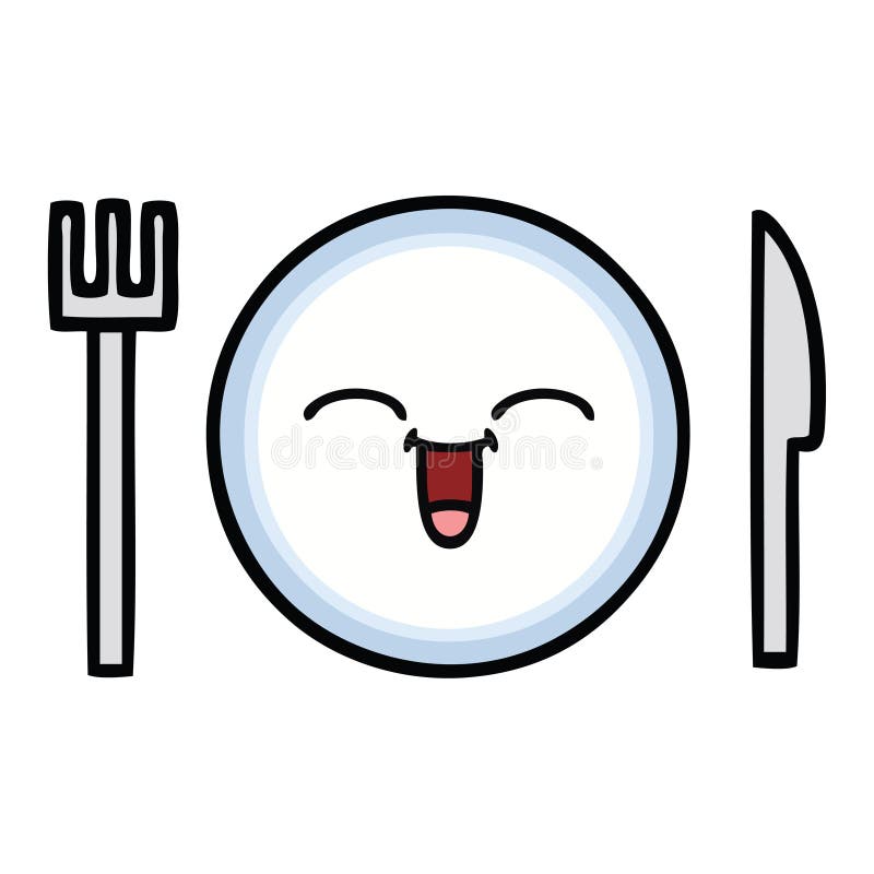 Cute Cartoon of a Dinner Plate Stock Vector - Illustration of meal ...