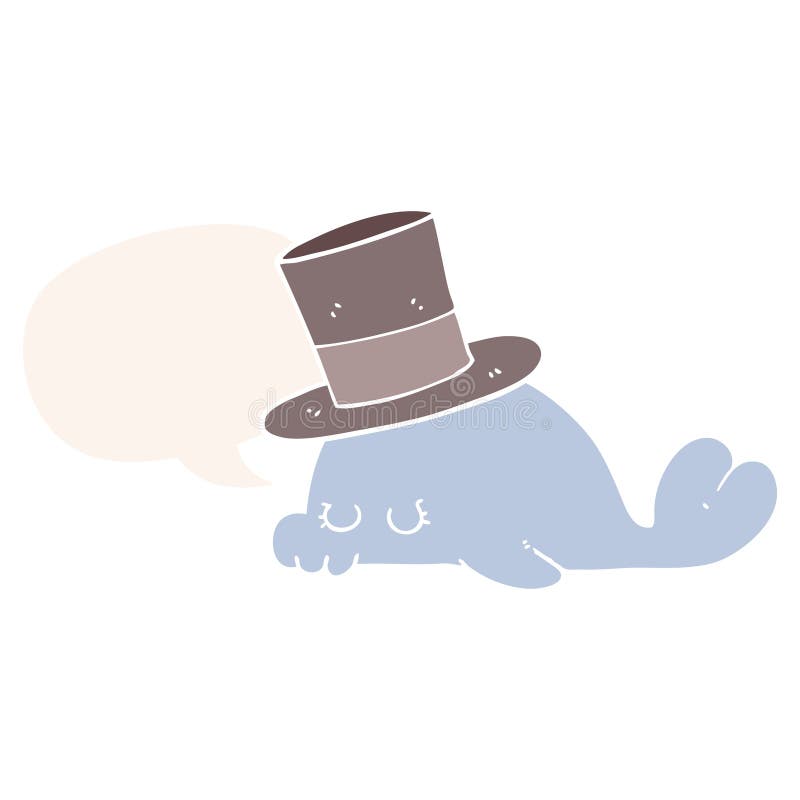 A Creative Cute Cartoon Dolphin and Speech Bubble in Retro Style Stock ...