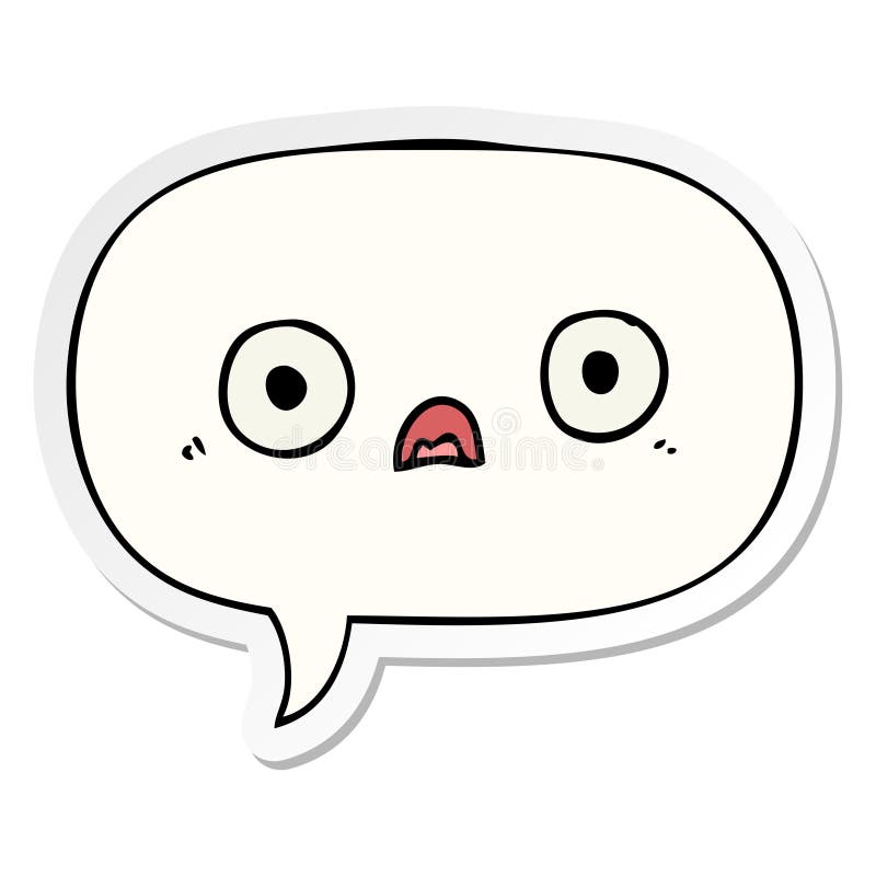 A Creative Cute Cartoon Face and Speech Bubble Sticker Stock Vector ...