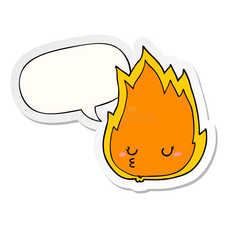 A Creative Cute Cartoon Fire and Speech Bubble Sticker Stock Vector ...