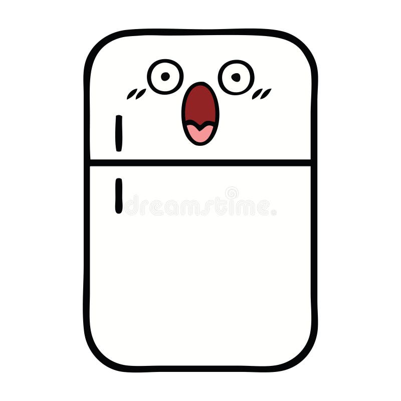A Creative Cute Cartoon Fridge Freezer Stock Vector - Illustration of ...