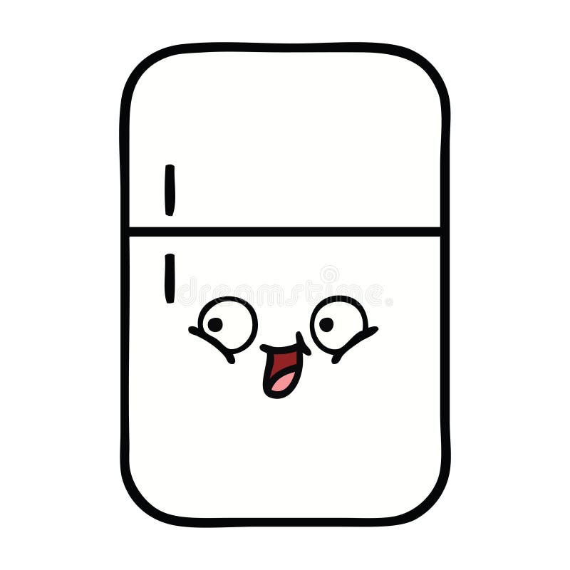 A Creative Cute Cartoon Fridge Freezer Stock Vector - Illustration of ...