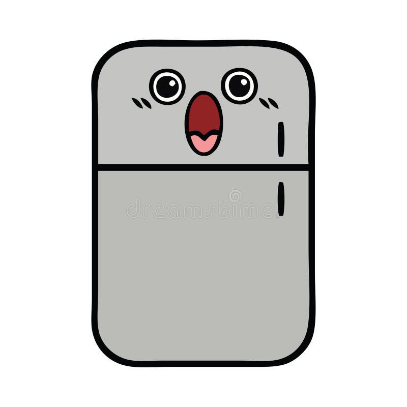 A Creative Cute Cartoon Fridge Freezer Stock Vector - Illustration of ...