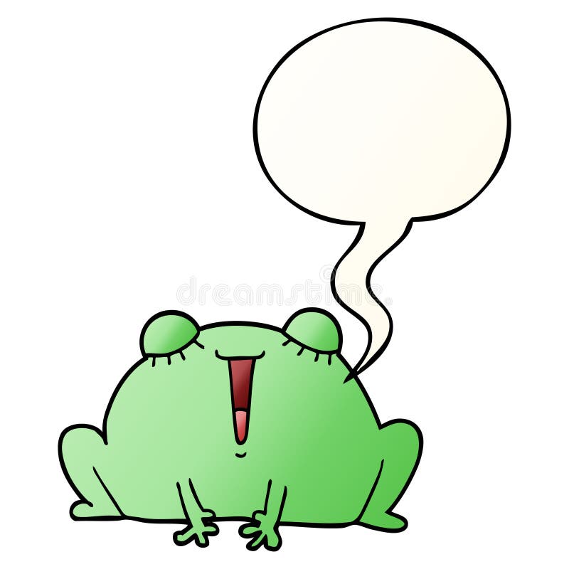 A Creative Cute Cartoon Frog and Speech Bubble in Smooth Gradient Style ...