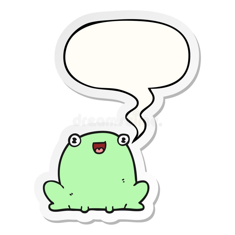 A Creative Cute Cartoon Frog and Speech Bubble Sticker Stock Vector ...