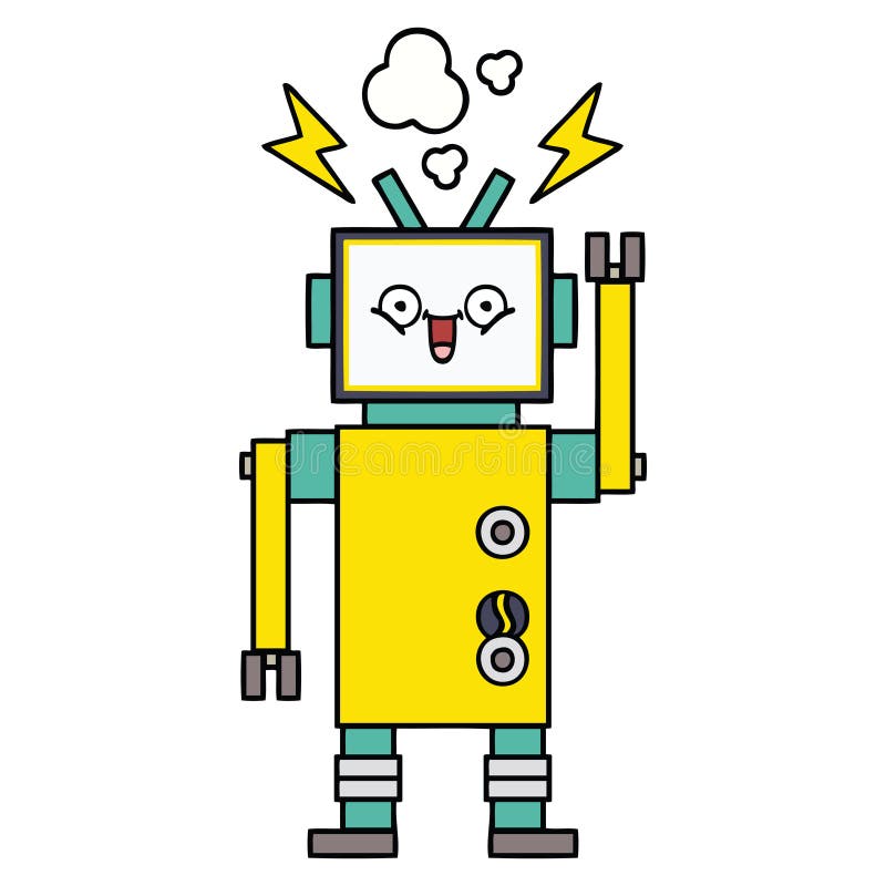 A Creative Cute Cartoon Happy Robot Stock Vector - Illustration of ...
