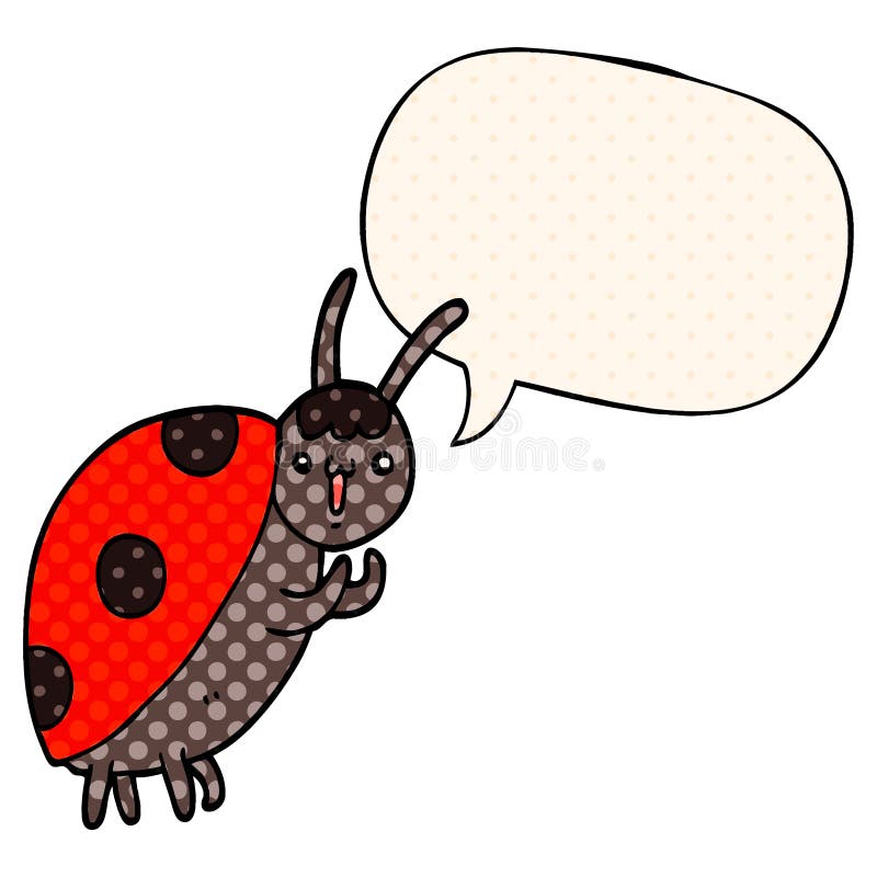 A Creative Cute Cartoon Ladybug and Speech Bubble in Comic Book Style ...