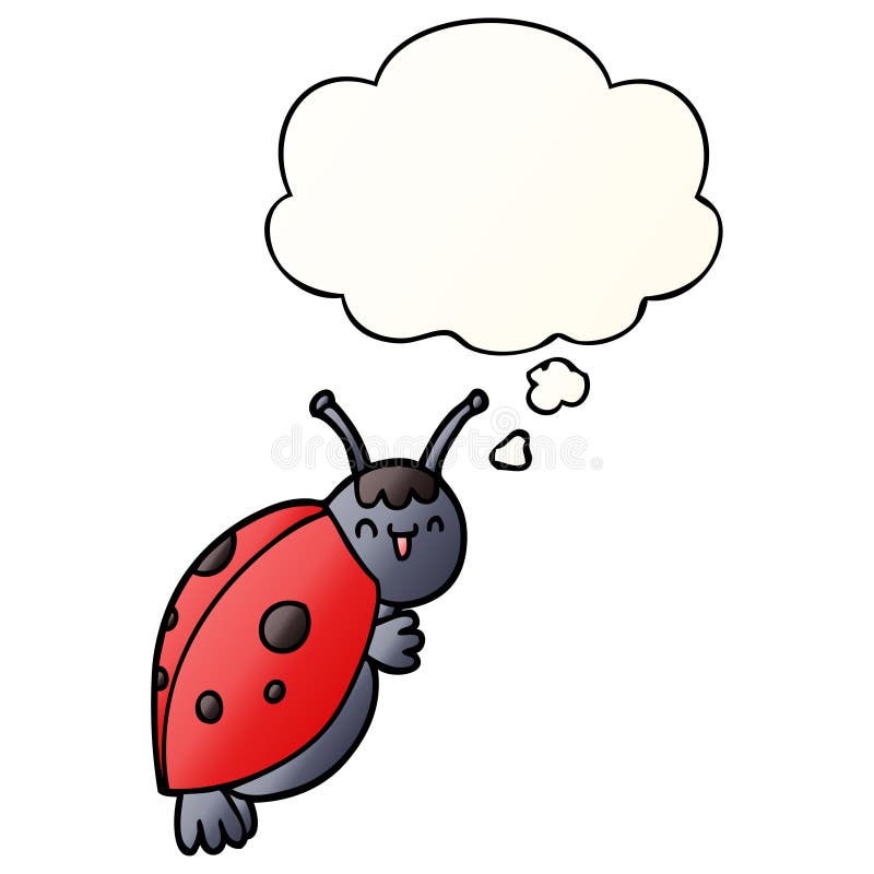 A Creative Cute Cartoon Ladybug and Thought Bubble in Smooth Gradient ...