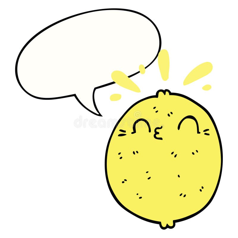 A Creative Cute Cartoon Lemon and Speech Bubble Stock Vector ...
