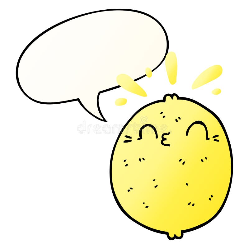 A Creative Cute Cartoon Lemon and Speech Bubble in Smooth Gradient ...