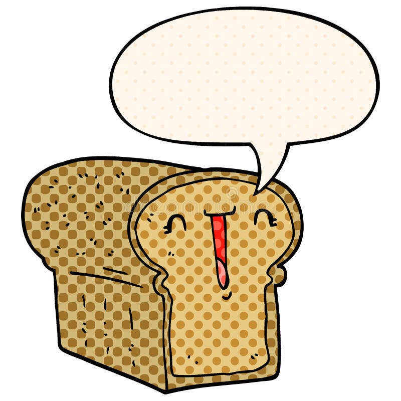 A Creative Cute Cartoon Loaf of Bread and Speech Bubble in Comic Book ...