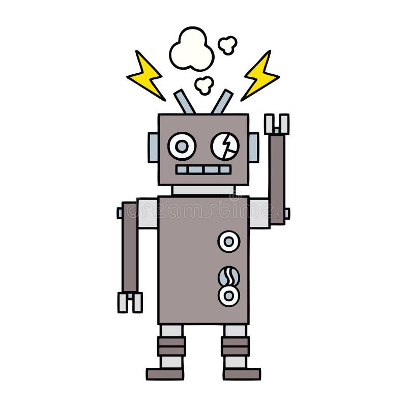 A Creative Cute Cartoon Malfunctioning Robot Stock Vector ...