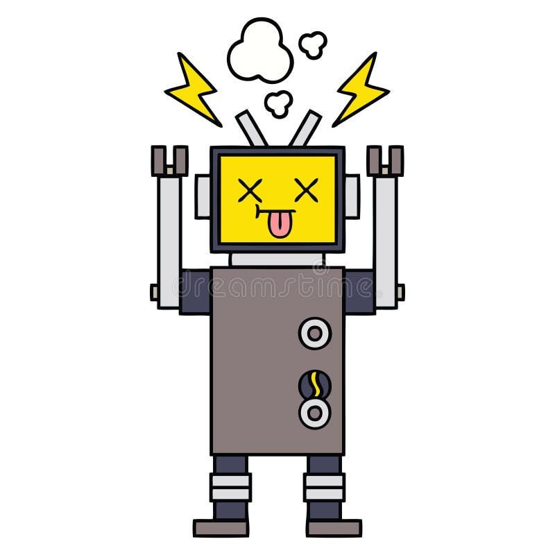 A Creative Cute Cartoon Malfunctioning Robot Stock Vector ...