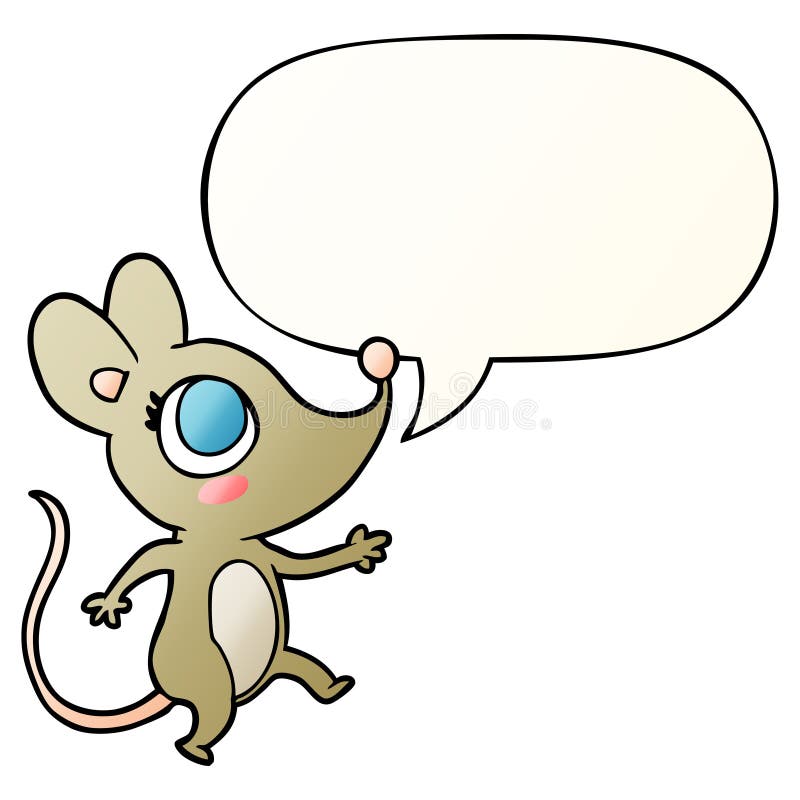 A Creative Cute Cartoon Mouse and Speech Bubble in Smooth Gradient ...