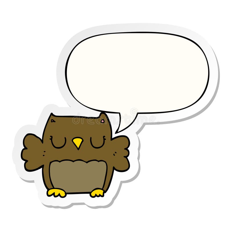 A Creative Cute Cartoon Owl and Speech Bubble Sticker Stock Vector ...