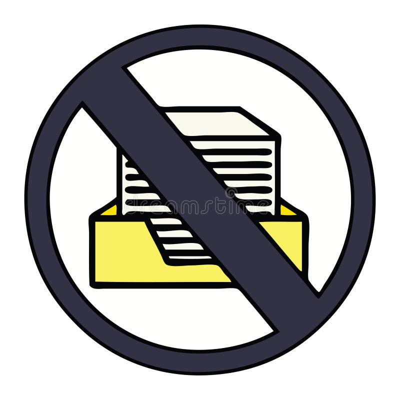 A Creative Cute Cartoon Paper Ban Sign Stock Vector - Illustration of ...