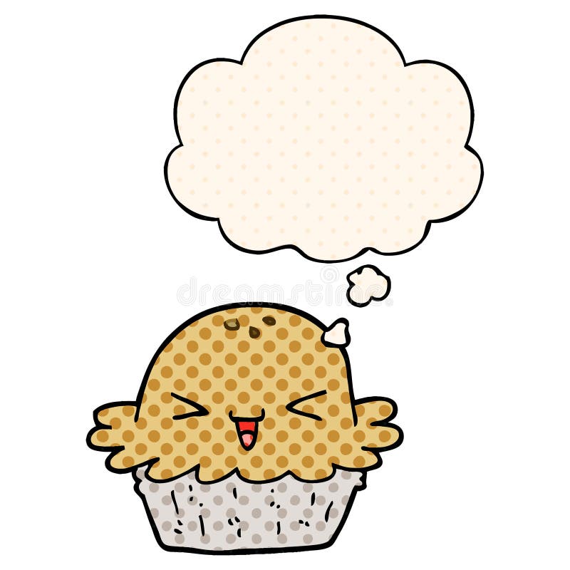 A Creative Cute Cartoon Pie and Thought Bubble in Comic Book Style ...