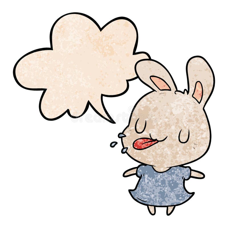 A Creative Cute Cartoon Rabbit Blowing Raspberry and Speech Bubble in ...