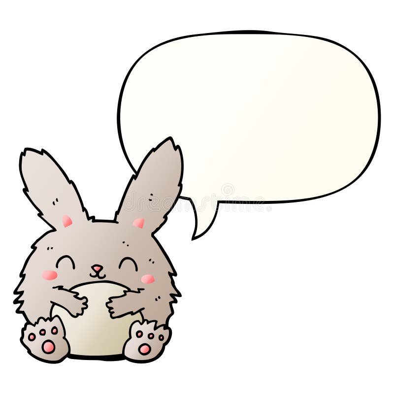 A Creative Cute Cartoon Rabbit and Speech Bubble in Smooth Gradient ...