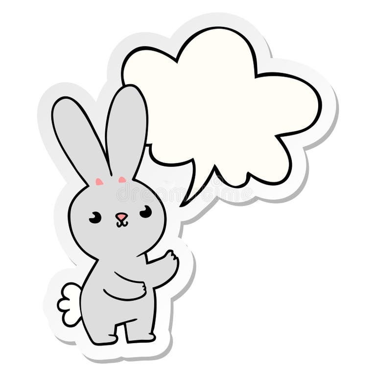A Creative Cute Cartoon Rabbit and Speech Bubble Sticker Stock Vector ...