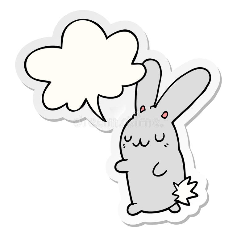 A Creative Cute Cartoon Rabbit and Speech Bubble Sticker Stock Vector ...