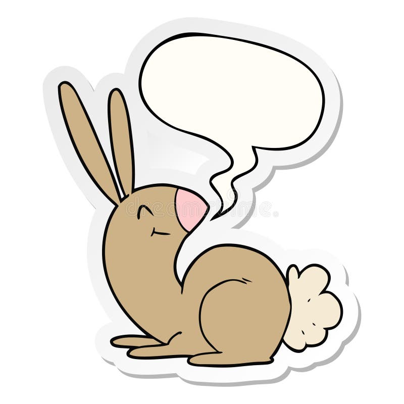 A Creative Cute Cartoon Rabbit and Speech Bubble Sticker Stock Vector ...