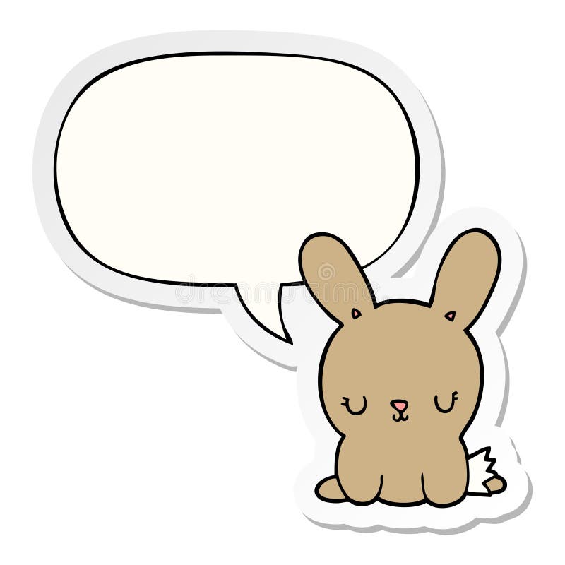 A Creative Cute Cartoon Rabbit and Speech Bubble Sticker Stock Vector ...