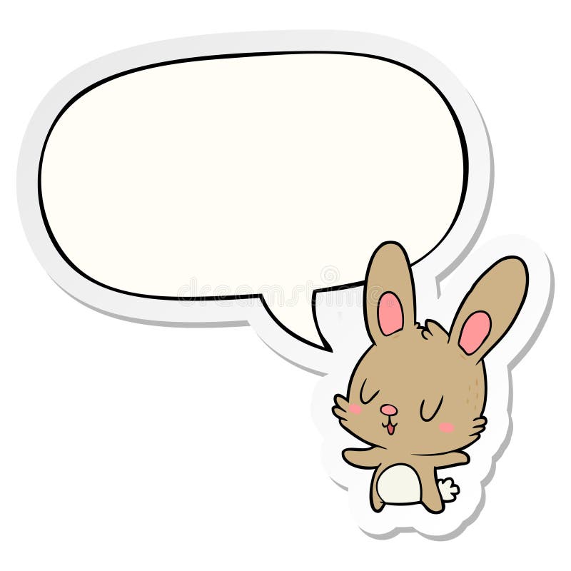 A Creative Cute Cartoon Rabbit and Speech Bubble Sticker Stock Vector ...