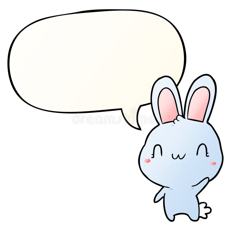 A Creative Cute Cartoon Rabbit Waving and Speech Bubble in Smooth ...