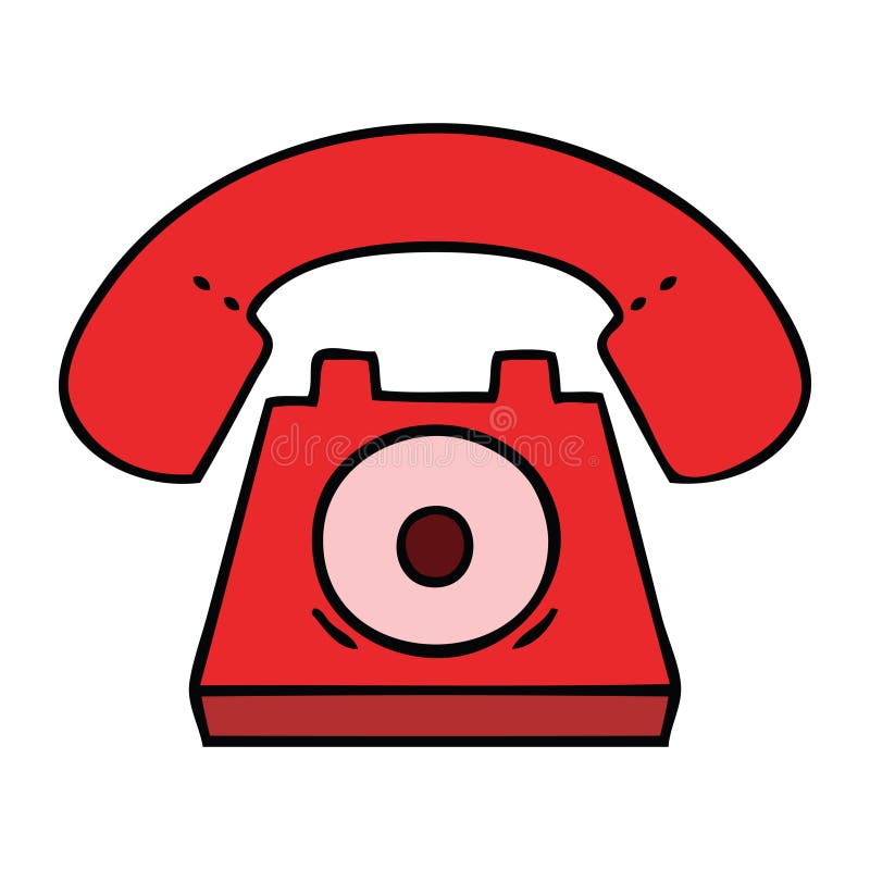 A Creative Cute Cartoon Red Telephone Stock Vector - Illustration of ...